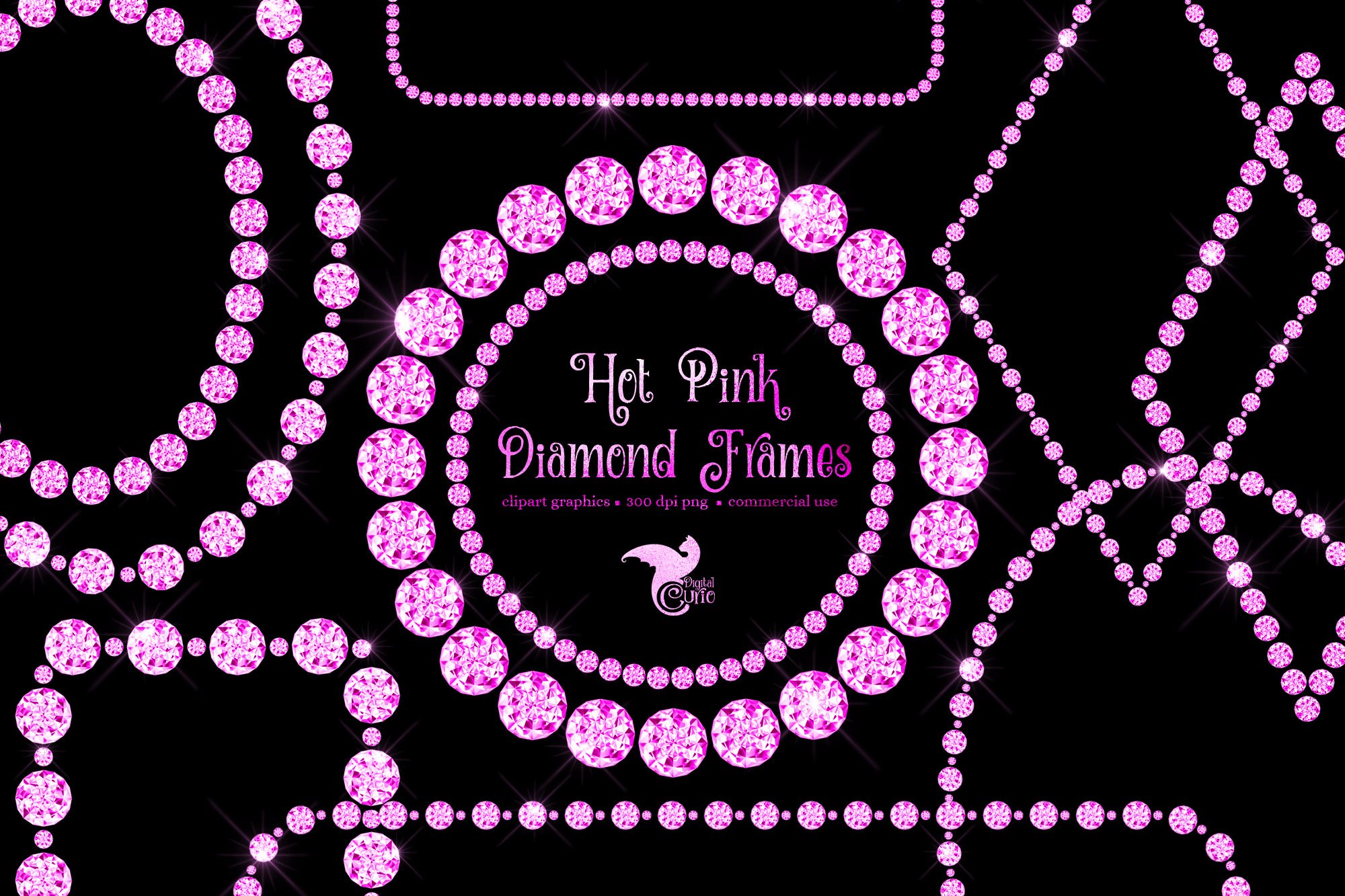 Hot Pink Diamond Frames Clipart
