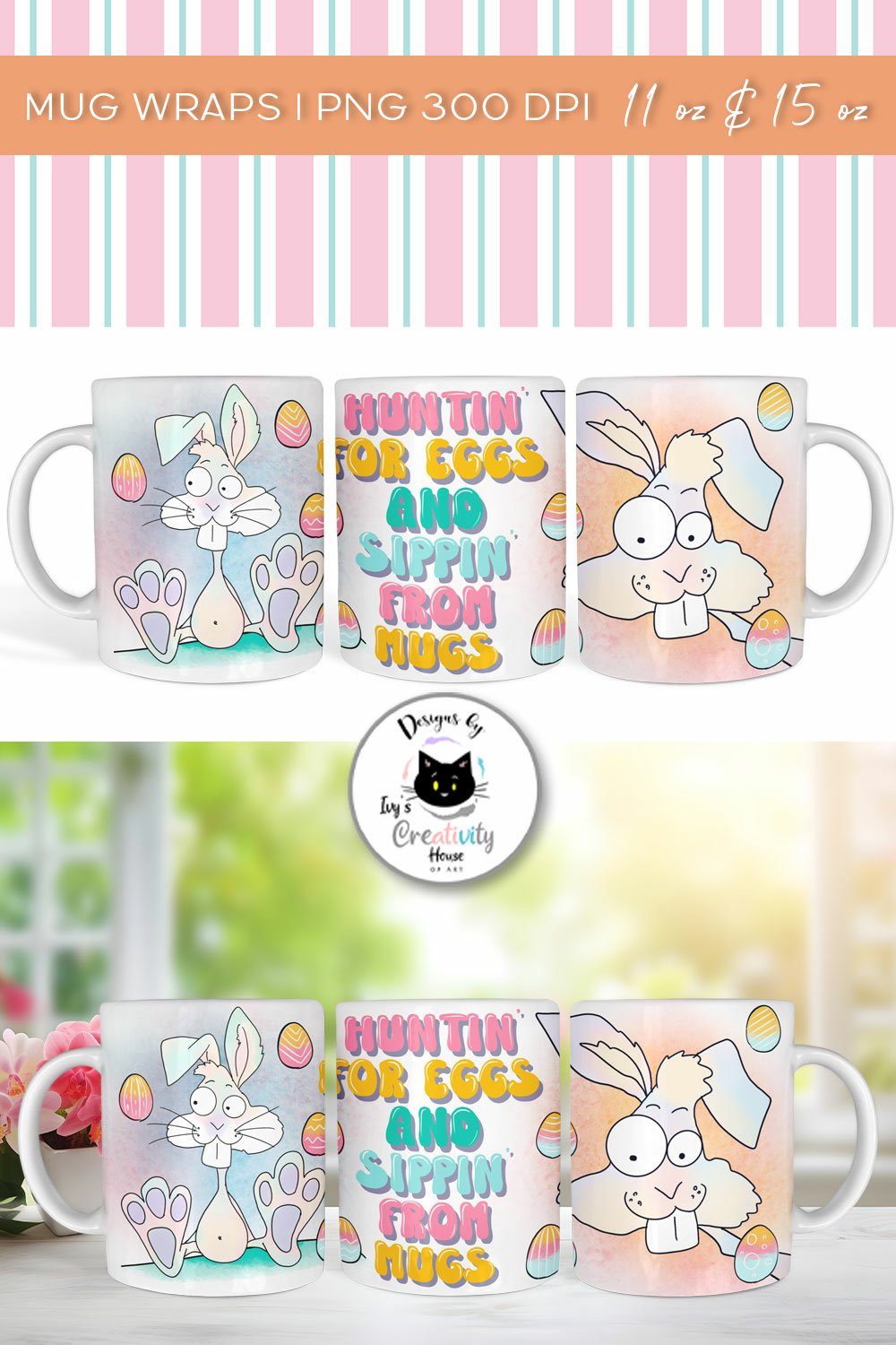 Funny Easter Bunny Mug Design | Bunny Sublimation Design