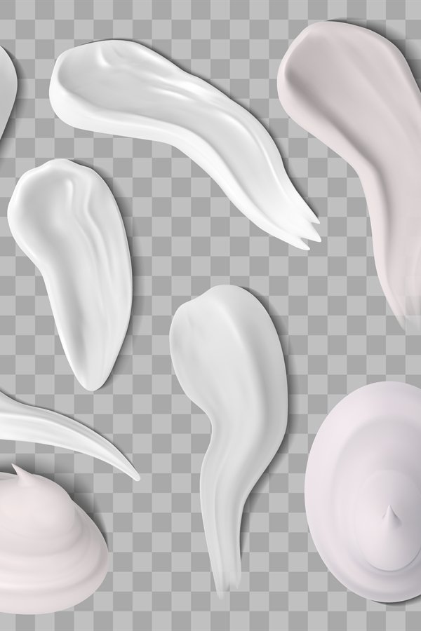 Realistic face cream. Skin creme swatches, creamy swatching