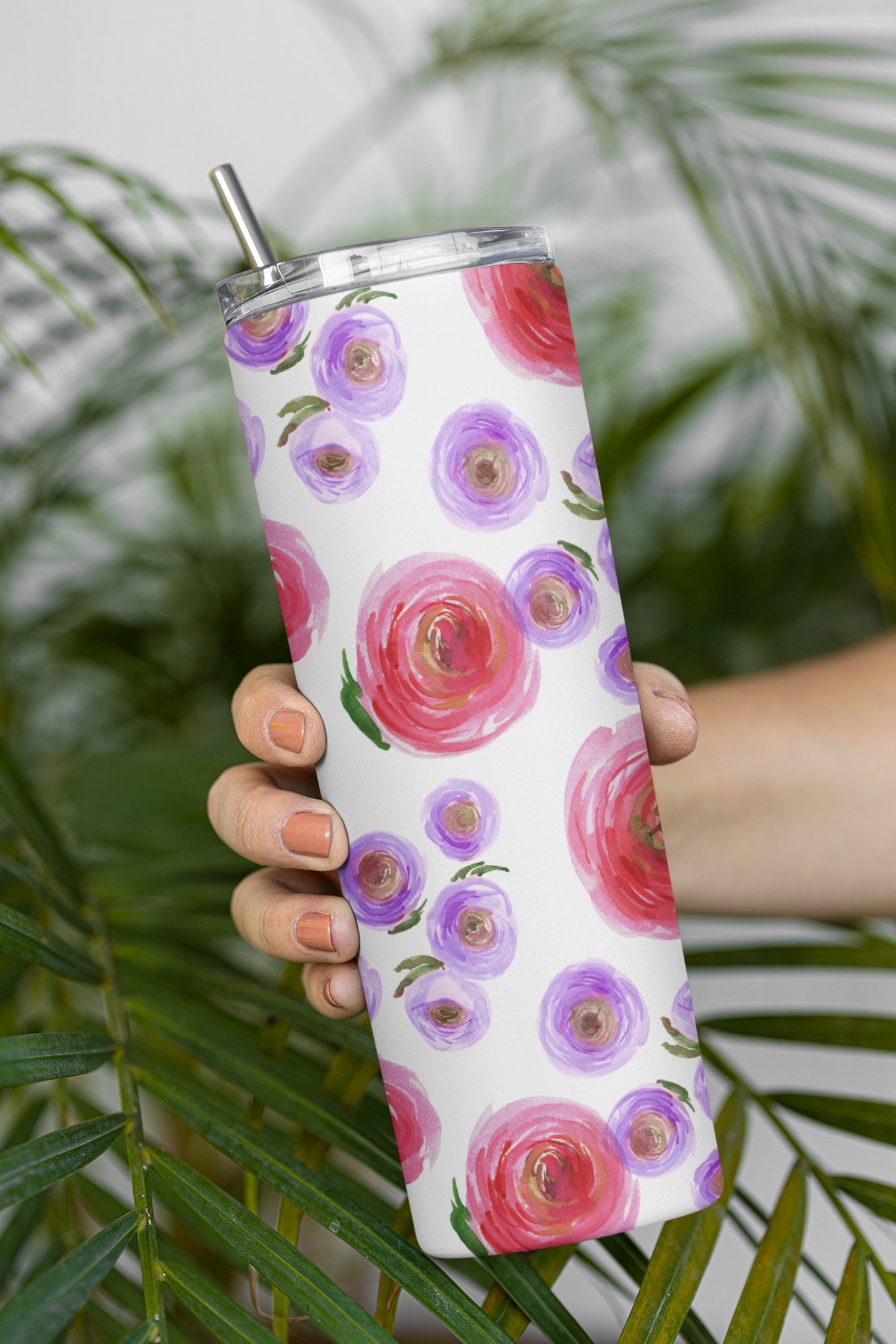 Pink Roses Tumbler Sublimation 20oz (2549621)