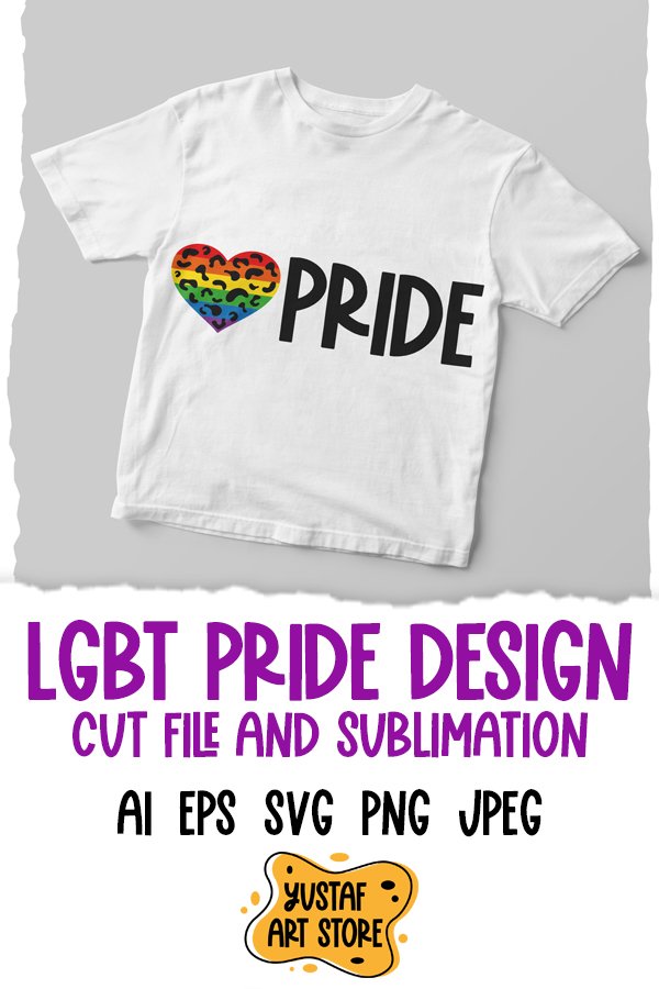 LGBT Pride Design Rainbow colors Heart and quote Pride