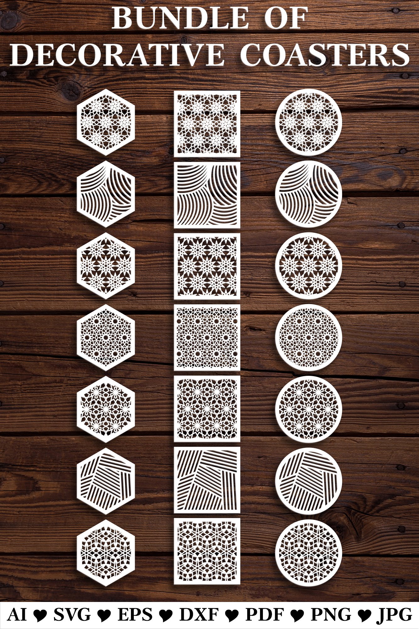 Coasters SVG Bundle. Square Coasters Designs. Laser Coasters