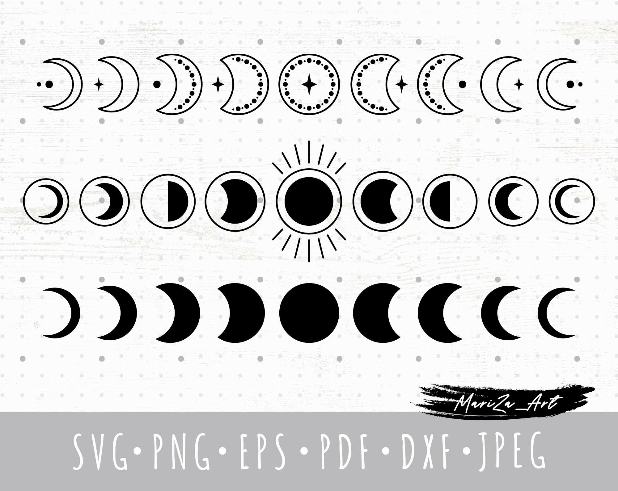 Moon Phases SVG cricut, Celestial SVG PNG clipart