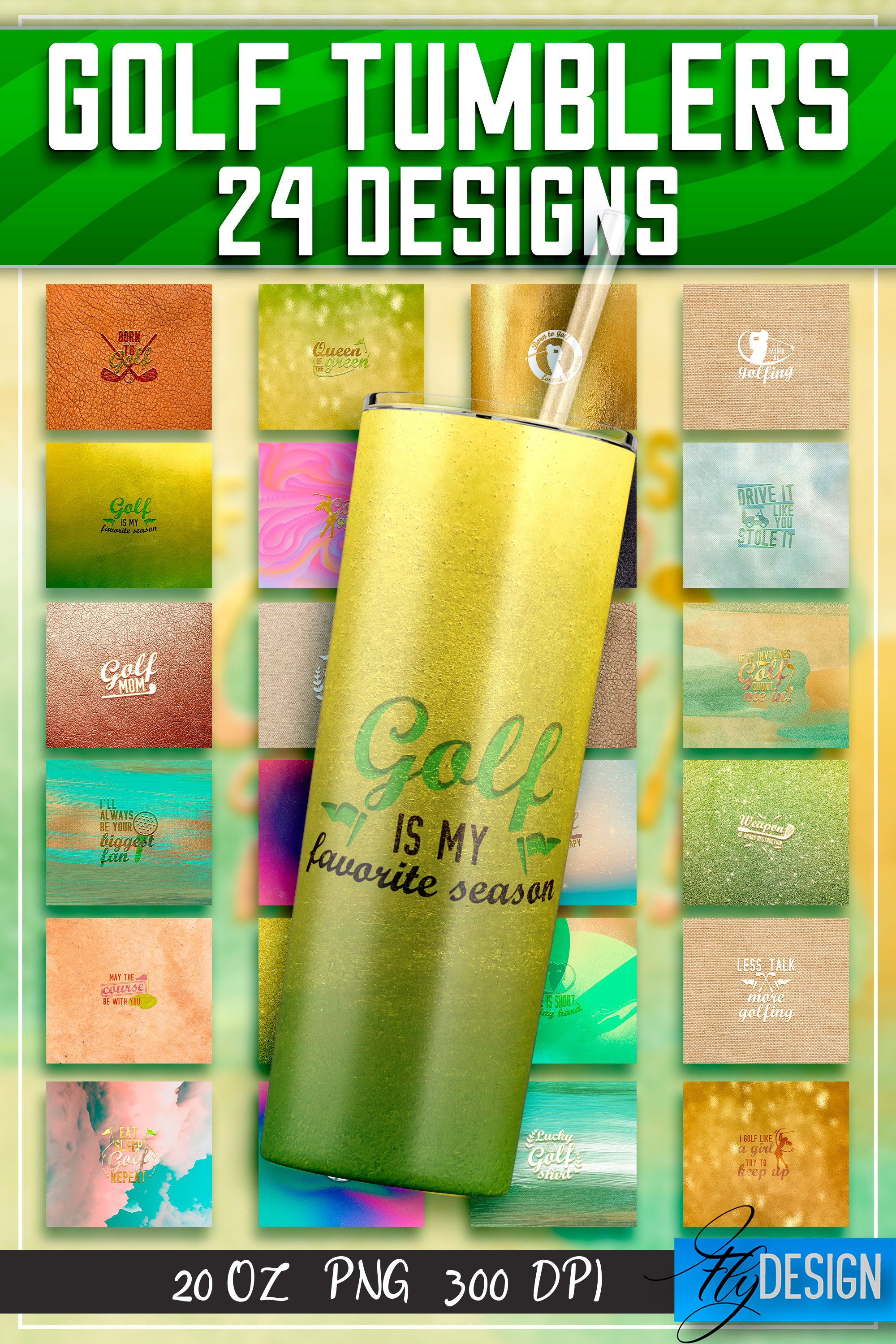 Golf Tumblers Wrap Sublimation|20 Oz PNG|Tumblers Template
