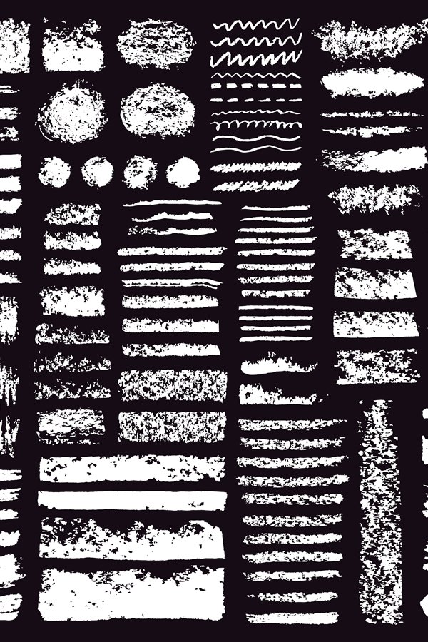 Chalk brushes. Sketch grunge charcoal, texture rough scratch