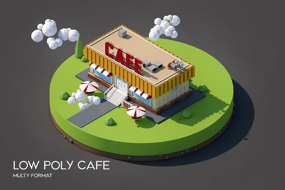 Low poly cafe