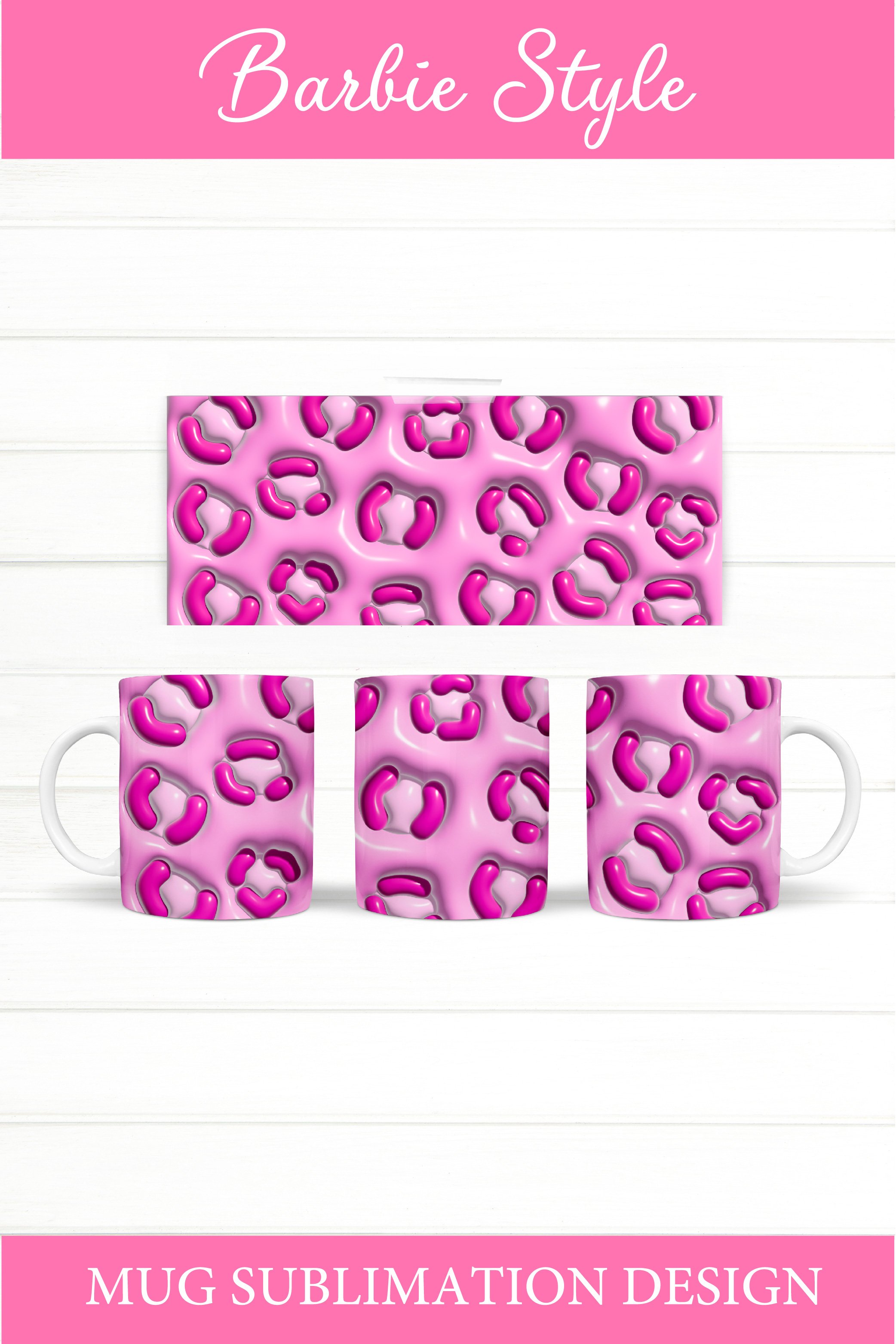 3D Inflated Mug Design. Girly Style Sublimation