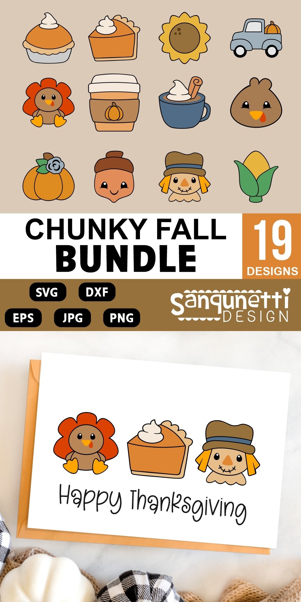 Cute Thanksgiving Clipart | Cute Thanksgiving SVG Bundle