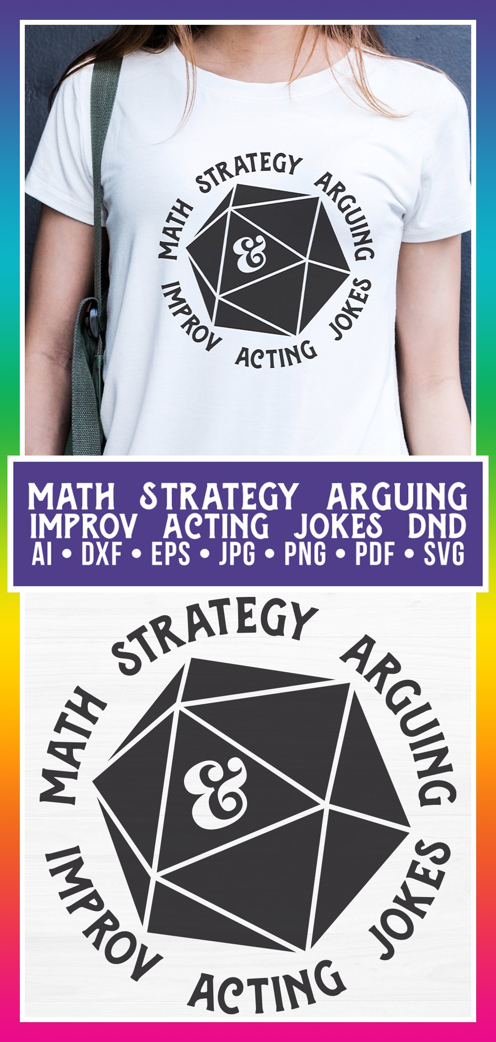 Math strategy arguing improv acting jokes DnD SVG