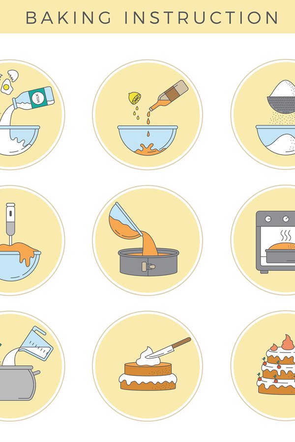 Cooking cake. Preparing food stages steps of cooking baked i