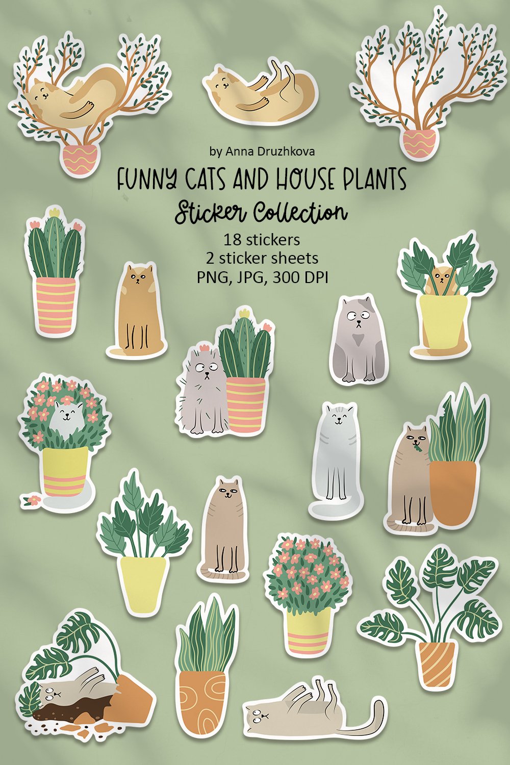 Cats and House Plants Sticker Collection