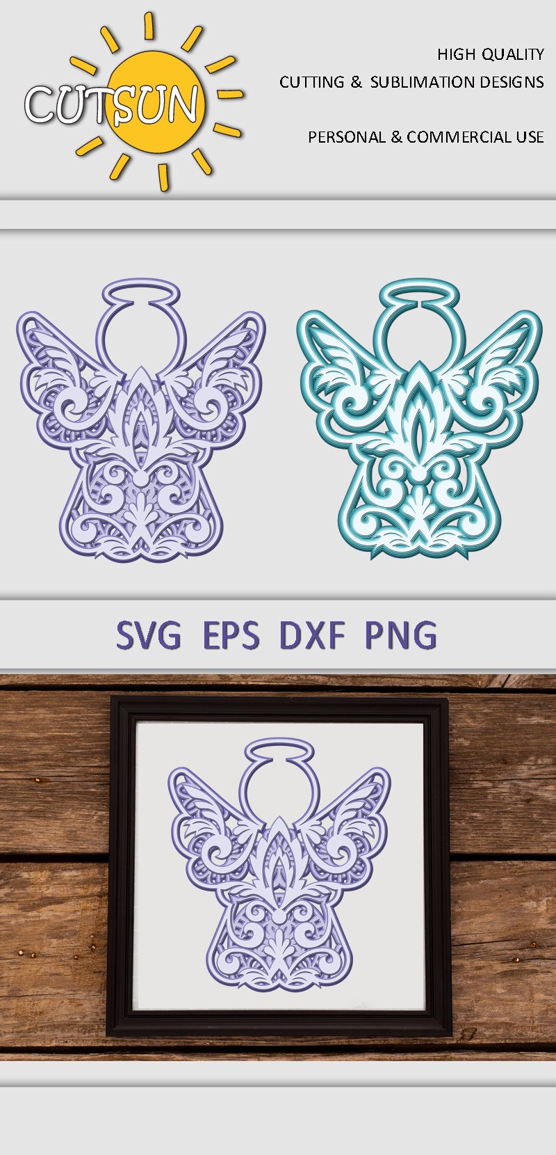 3D Layered Angel SVG | 3D Layered Christmas Angel (848346)