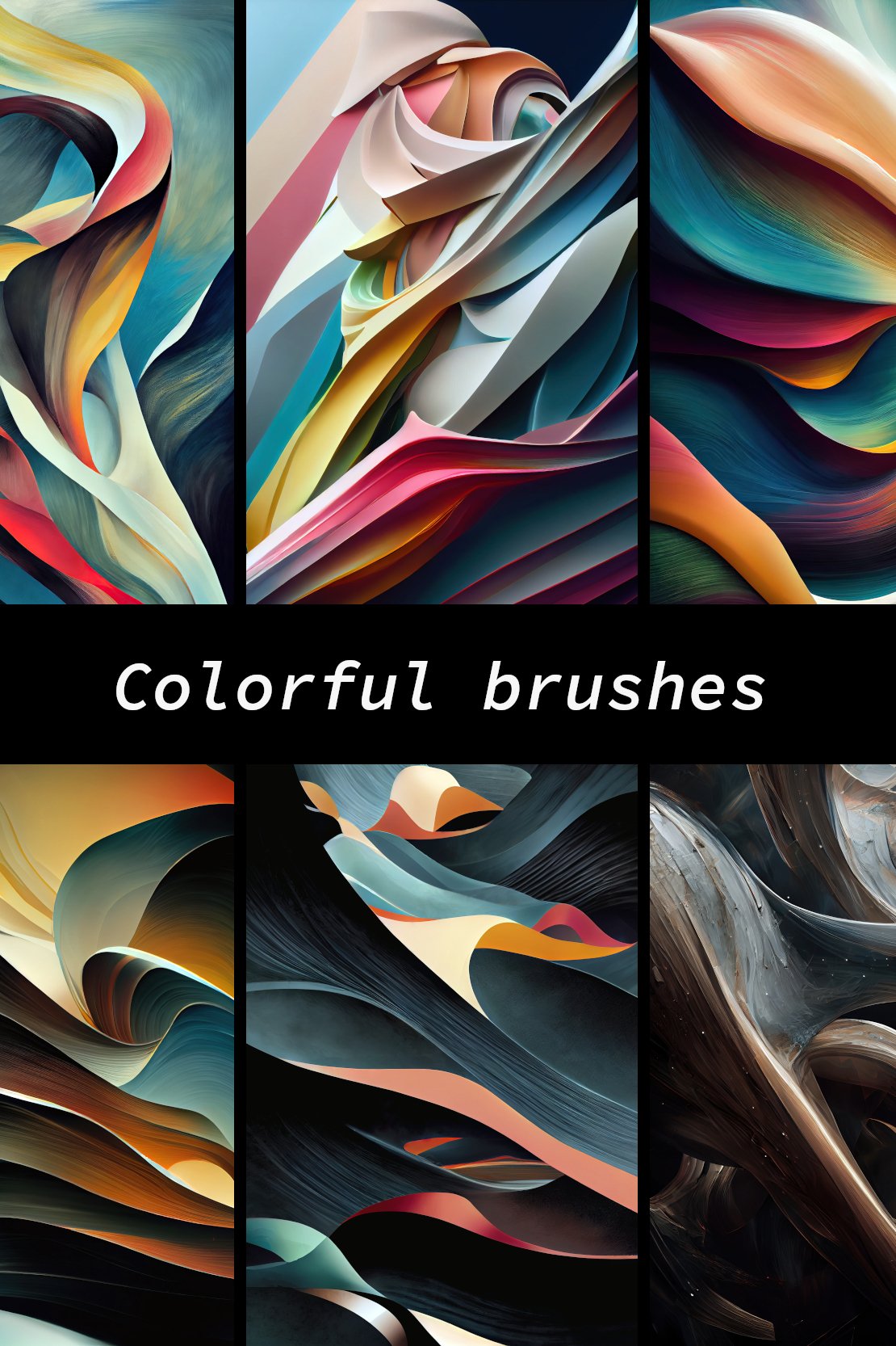 Colorful brushes textures - 10 JPG
