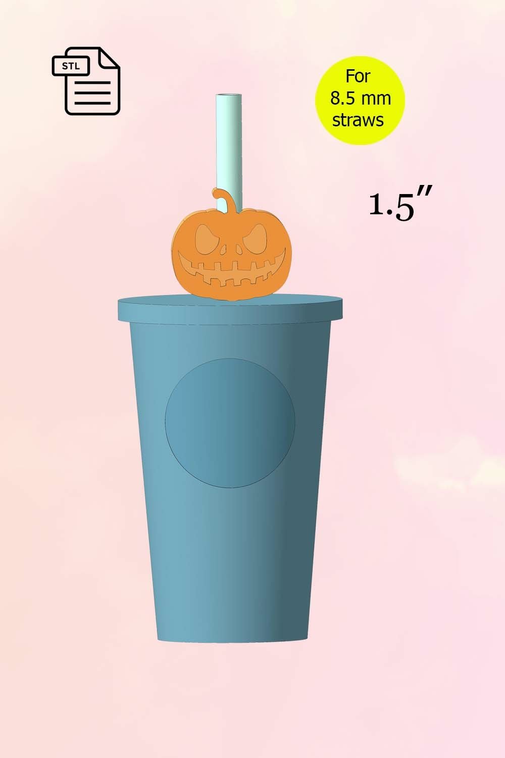 Halloween Pumpkin Straw Topper Stl File for 3D Printing