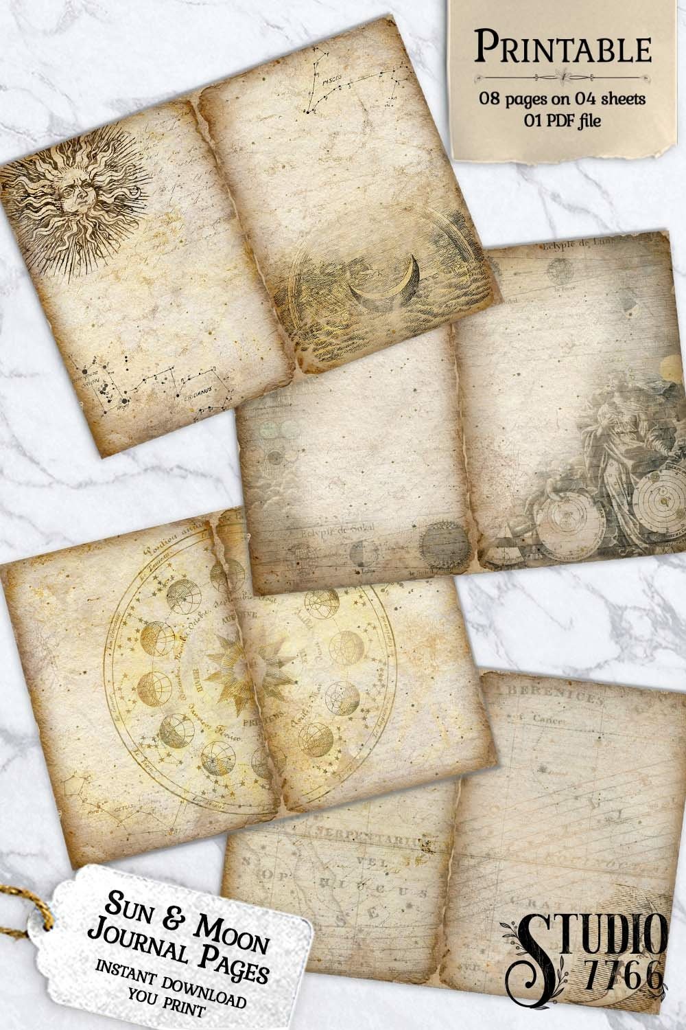 Sun & Moon Junk Journal Pages