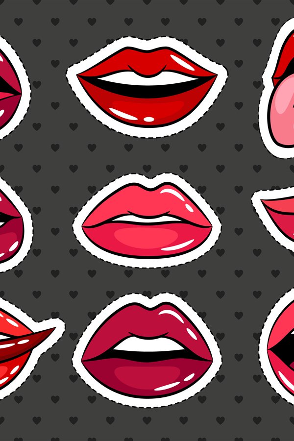 Female lips stickers set