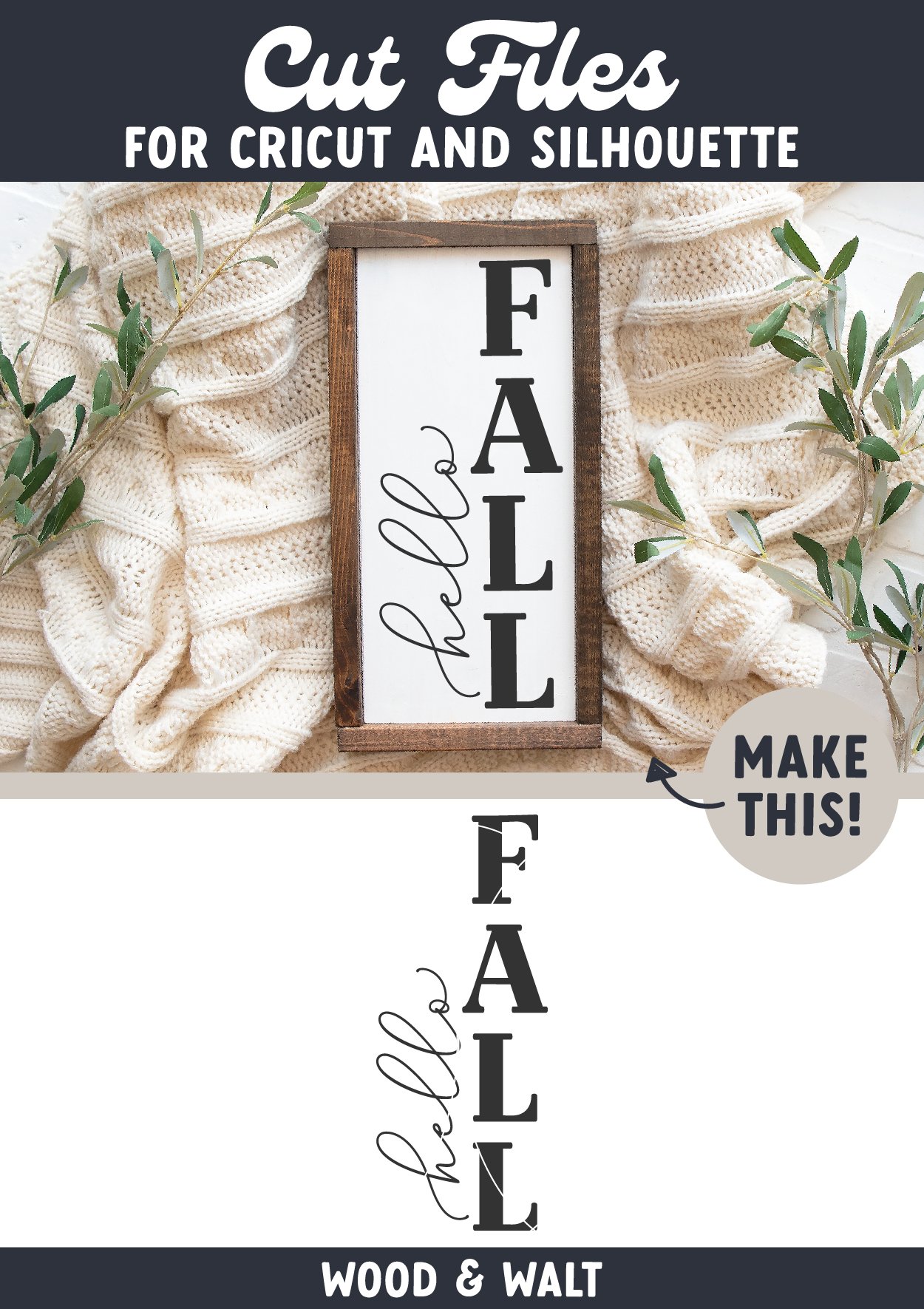 Hello Fall SVG | Fall Vertical Sign SVG