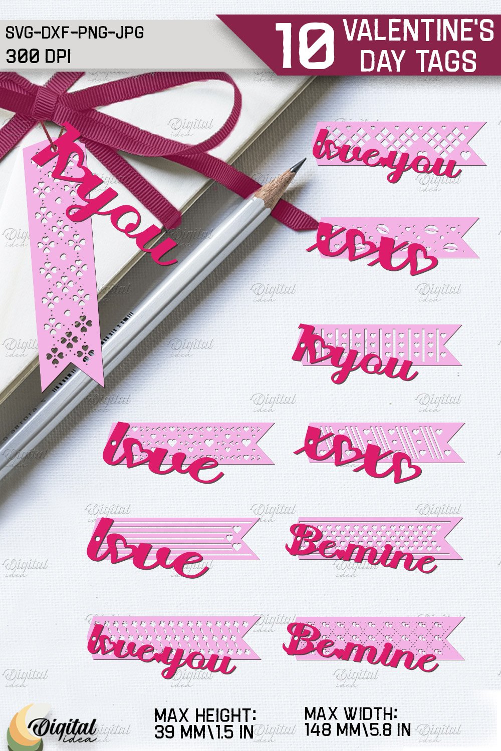 Valentine Layered Tags Bundle. Gift Labels Paper Cut