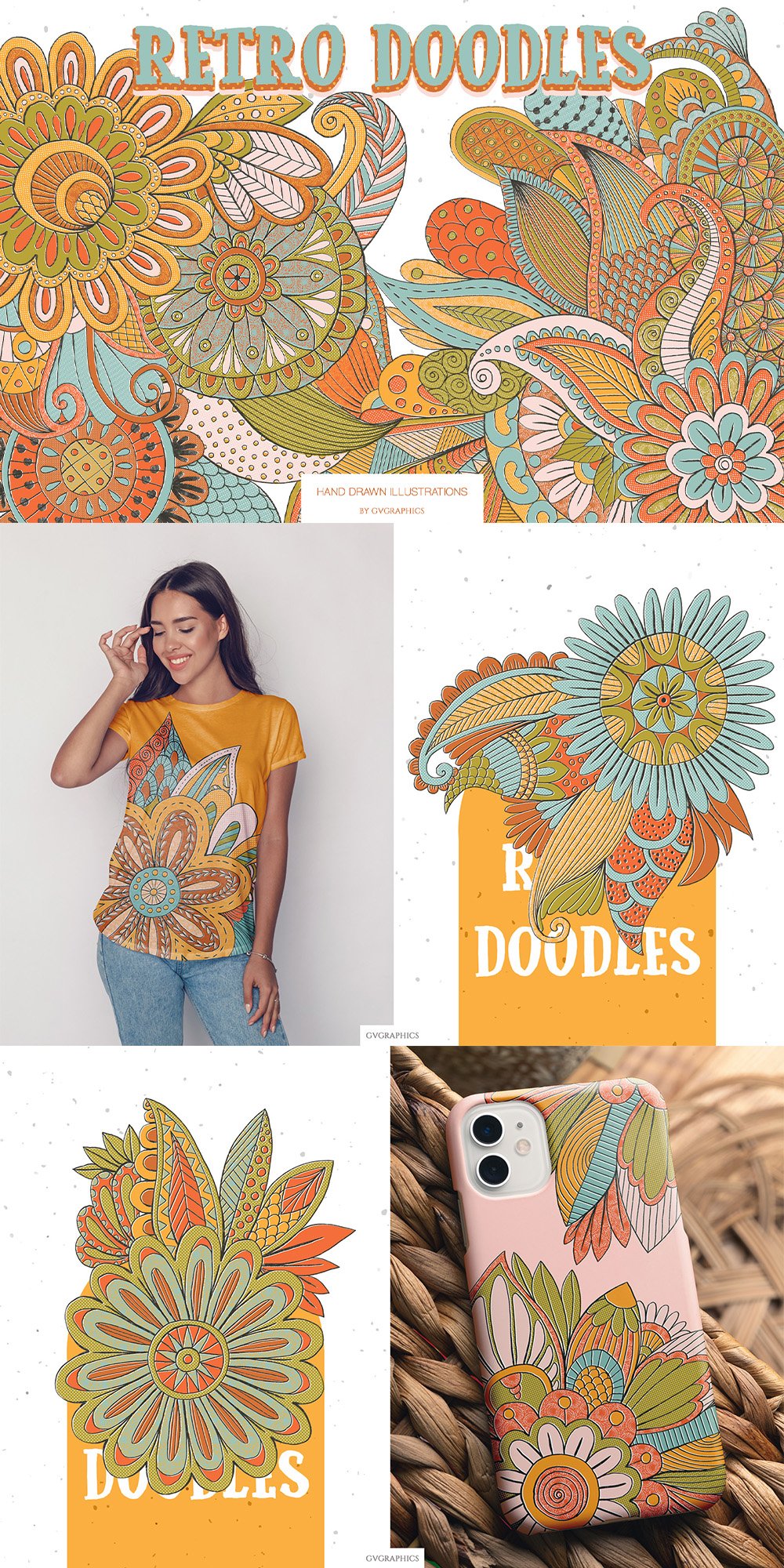 Retro Doodles Illustrations