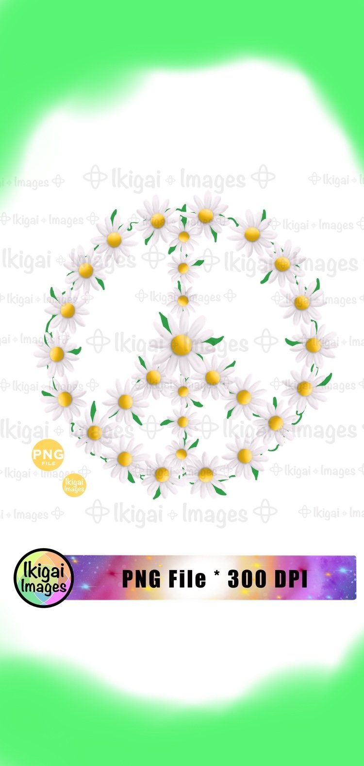Daisy Peace Sign, Hippie PNG, Floral Daisies Sublimation