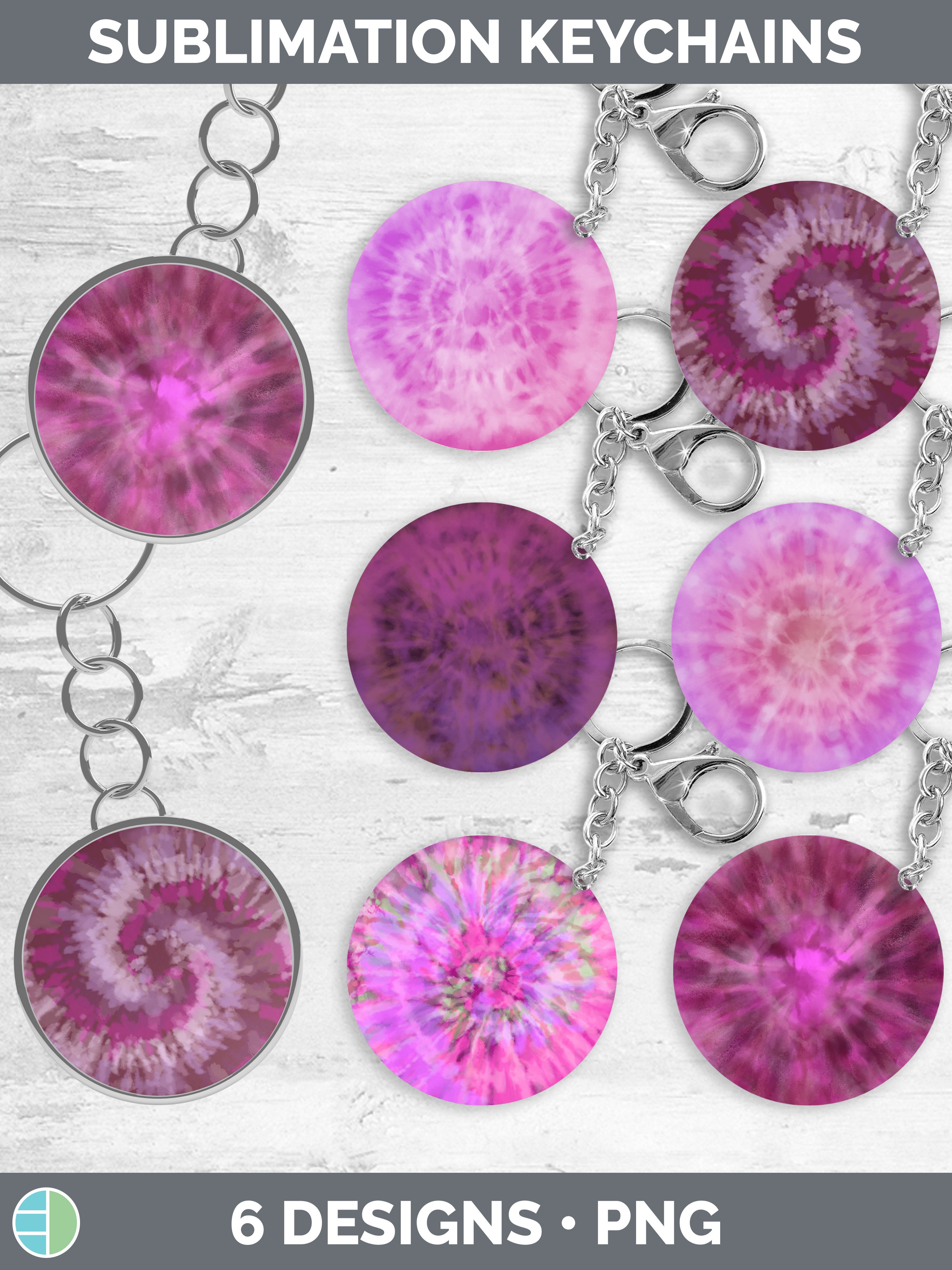 Pink Tie Dye Keychain Bundle | Keyring Sublimation Designs