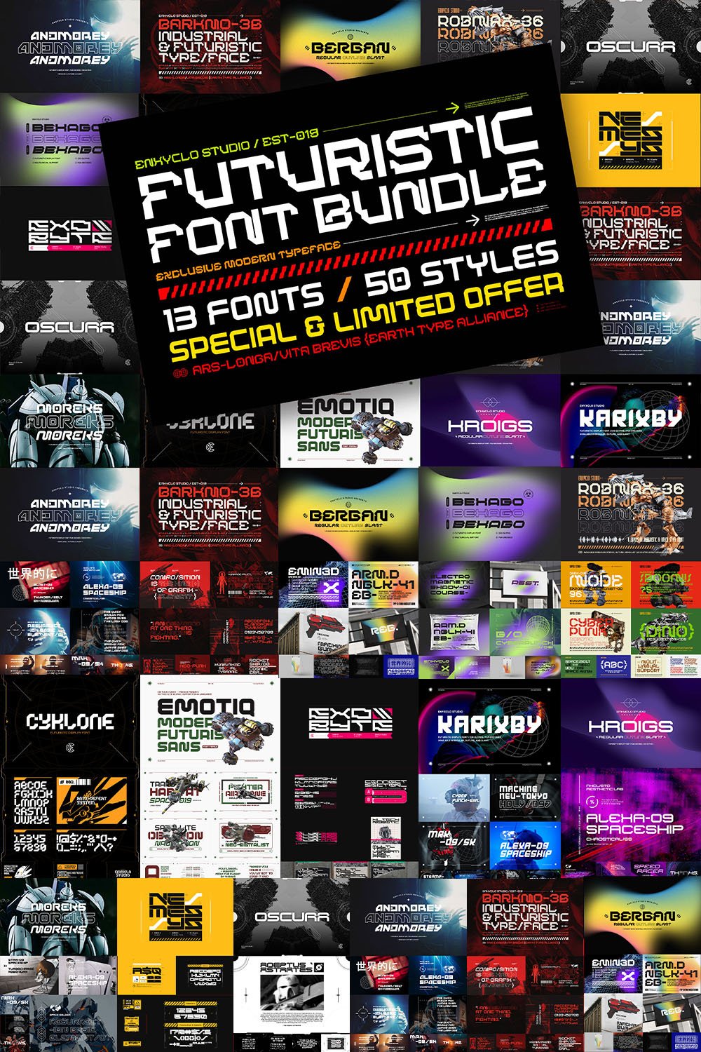Cyberpunk Futuristic Font Bundle & Mega Bonus