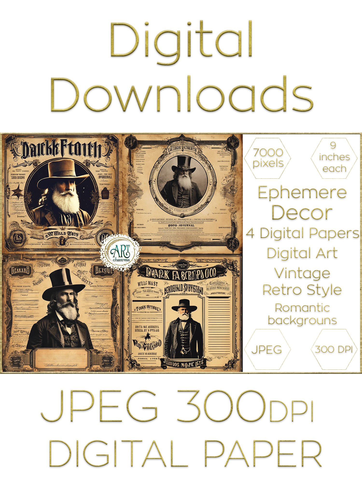 Vintage Old Newspaper Digital Paper Fantasy Retro (3611015)