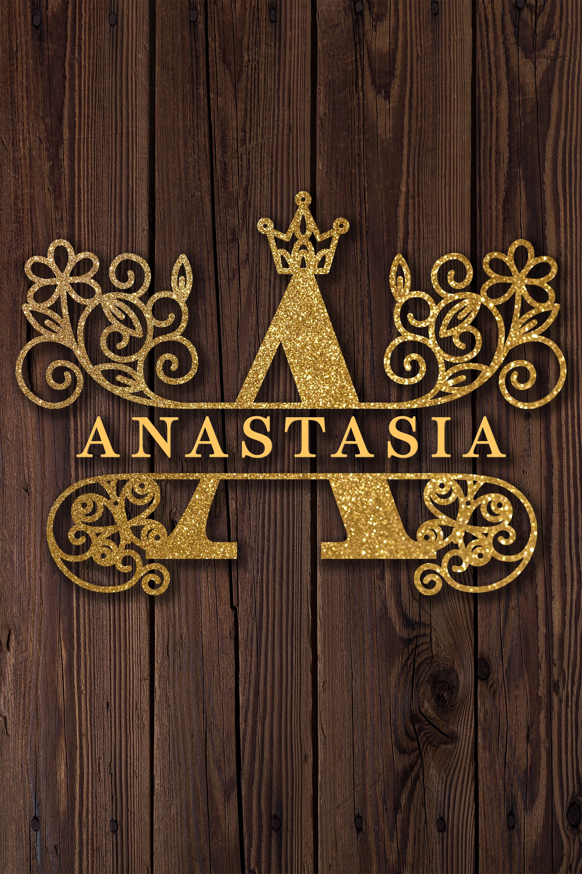 Flower Split Monogram with butterflies and crown