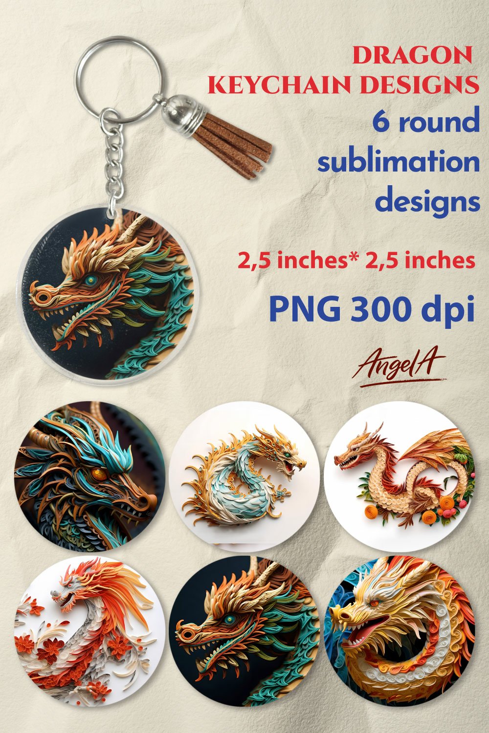 Keychain sublimation bundle / 3d dragon sublimation designs