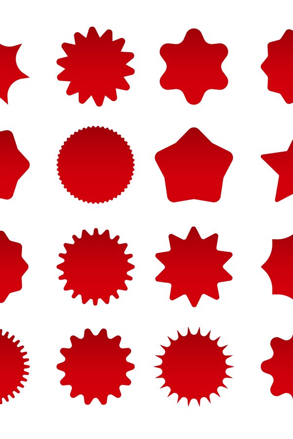 Price red star burst shapes