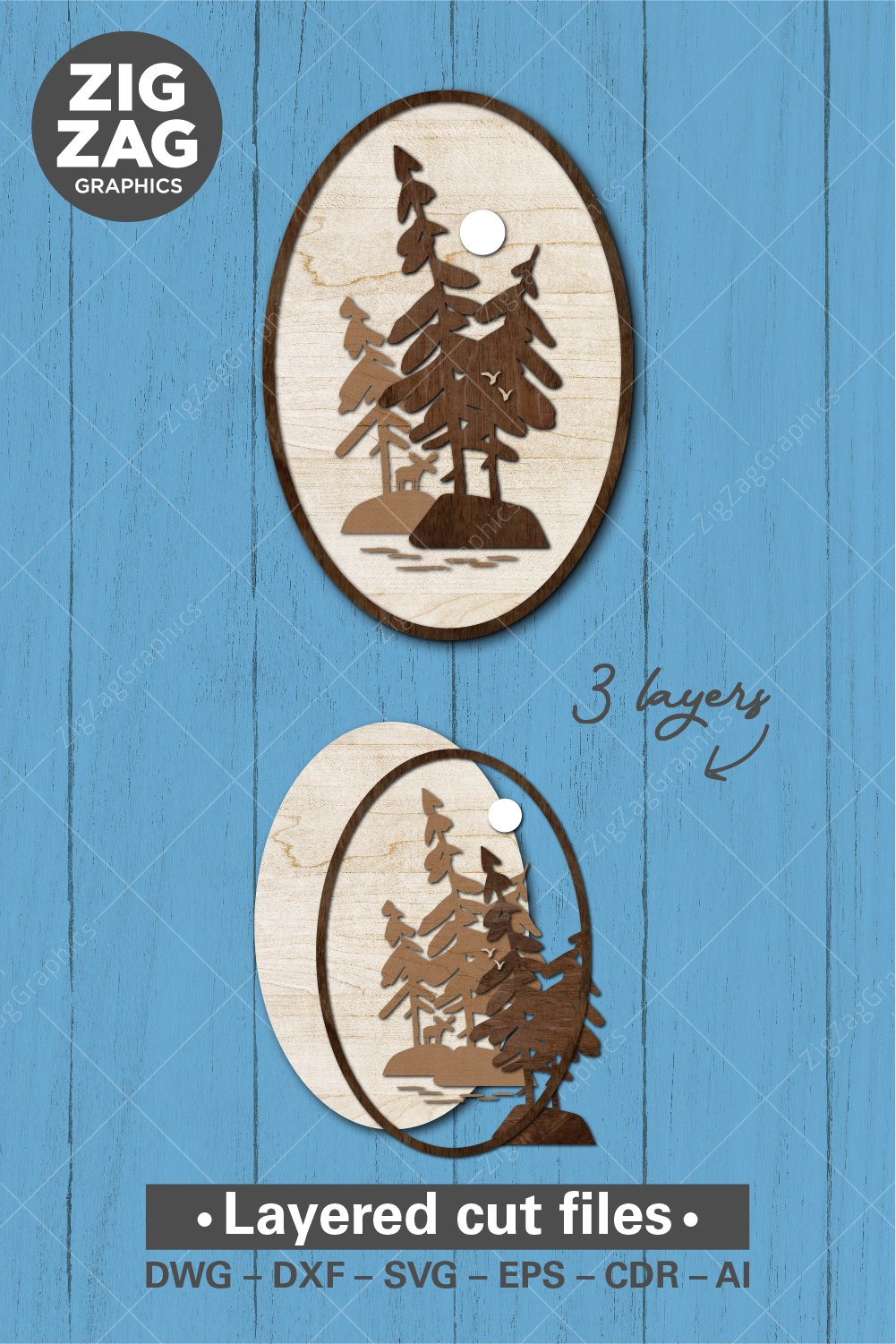 layered sign forest with moose and like svg cut file