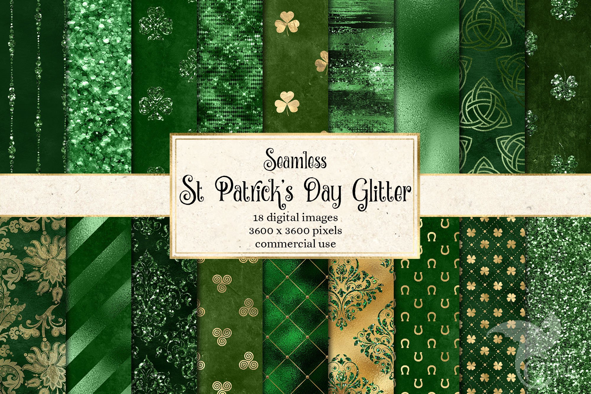 St Patrick's Day Glitter Digital Paper