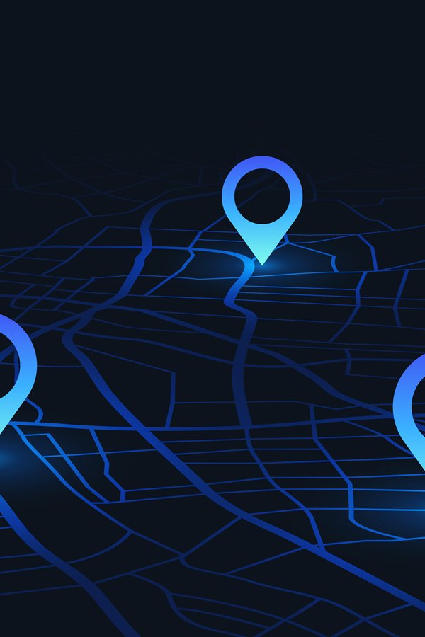 Gps tracking map. Track navigation pins on street maps, navi