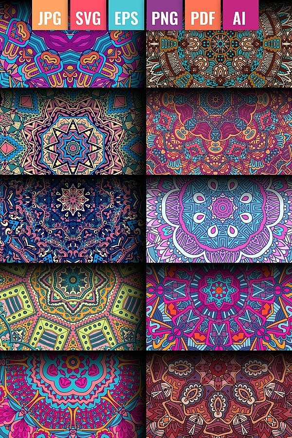 Abstract Boho Festival Mandala Seamless Pattern (1216523)
