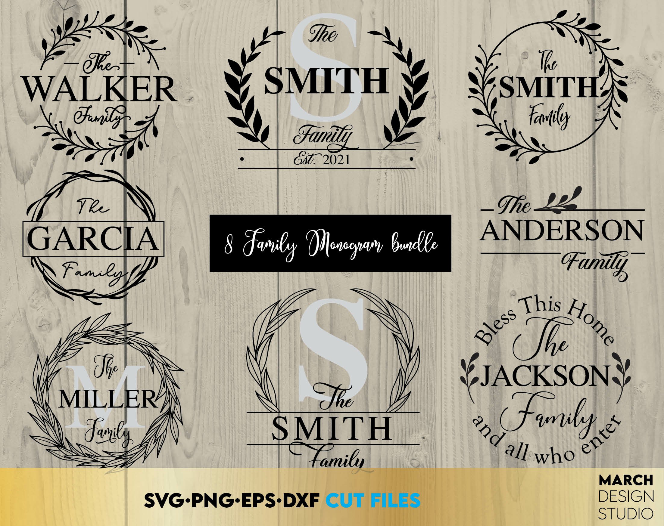 Monogram SVG Bundle, Family Monogram SVG Circle Monogram SVG