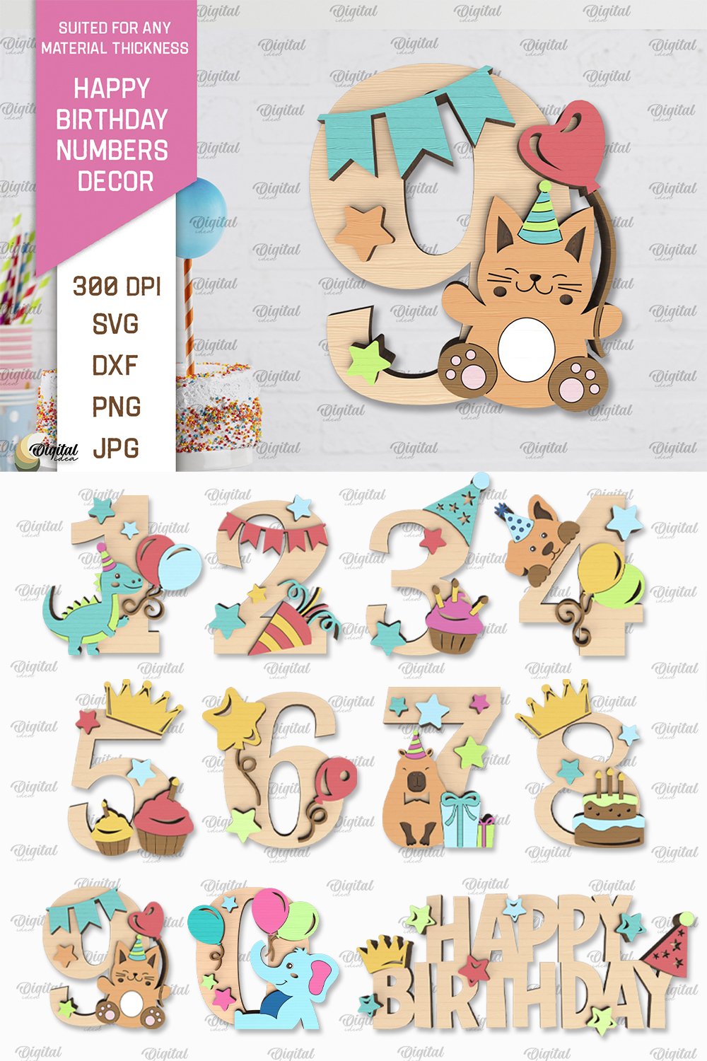 Happy Birthday Numbers LaserCut Bundle. Birthday Numbers SVG