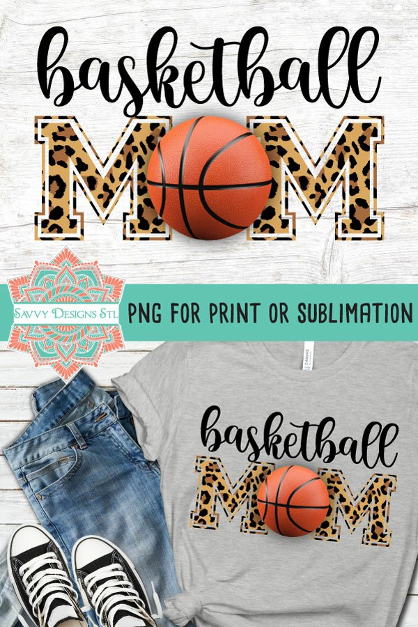 Leopard Print Basketball Mom PNG for Sublimation or Print