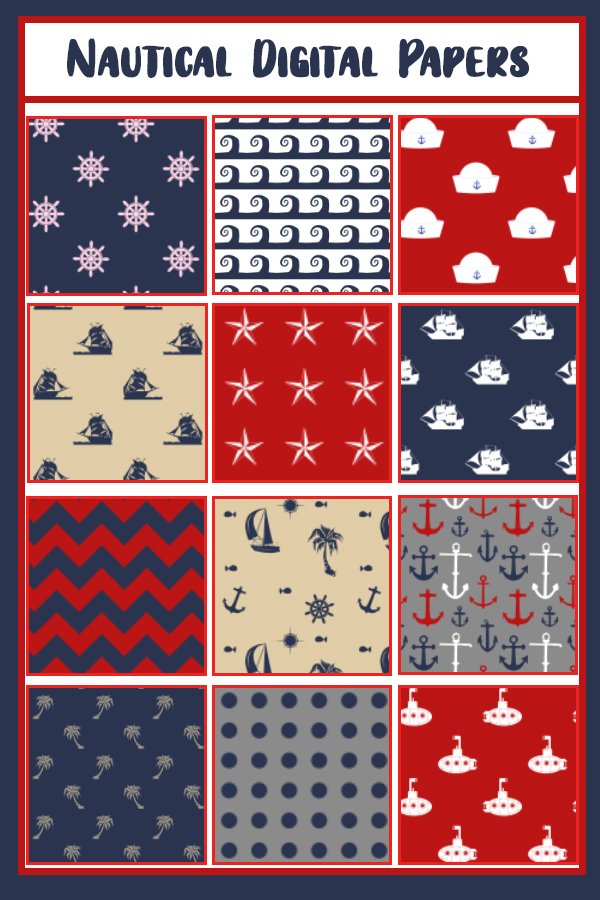 Navy Nautical Pattern Digital Paper