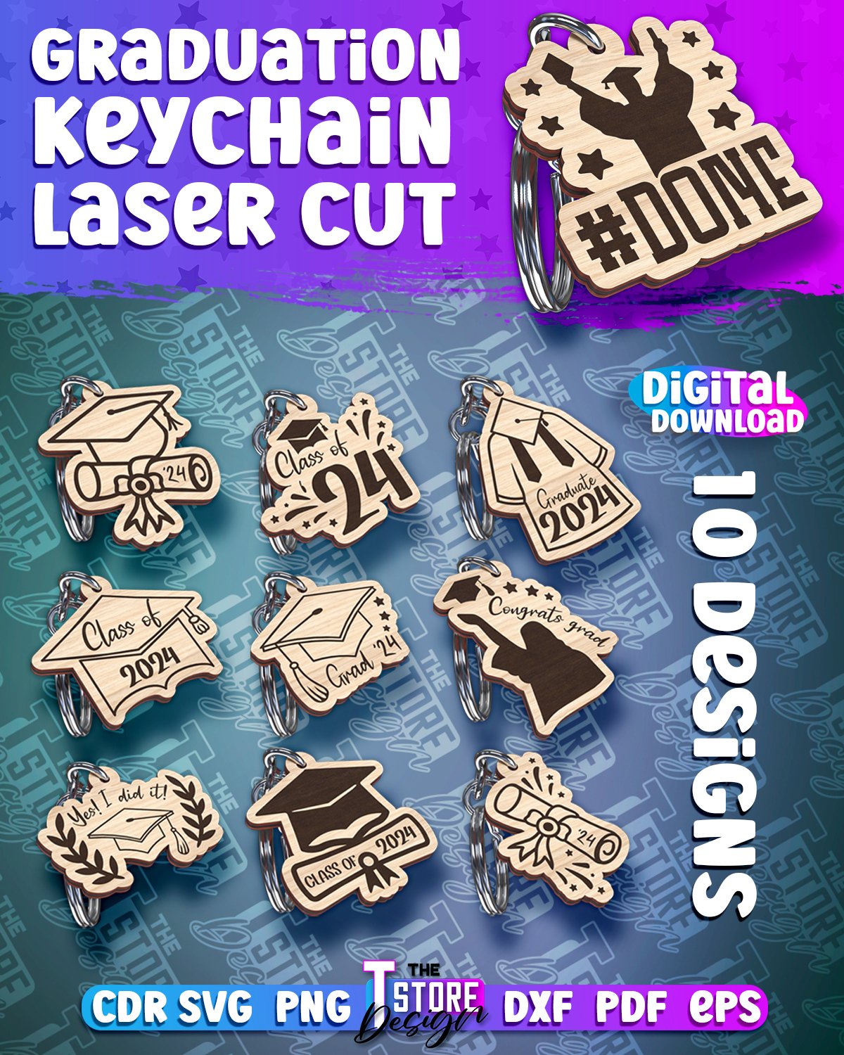 Graduation Keychain Laser Cut|Grad Cap 2024 (3482169)