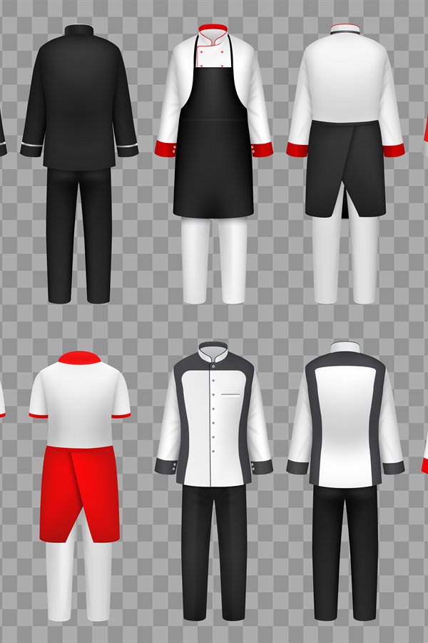 Culinary clothing. Chef uniform, kitchen textile clothes vec