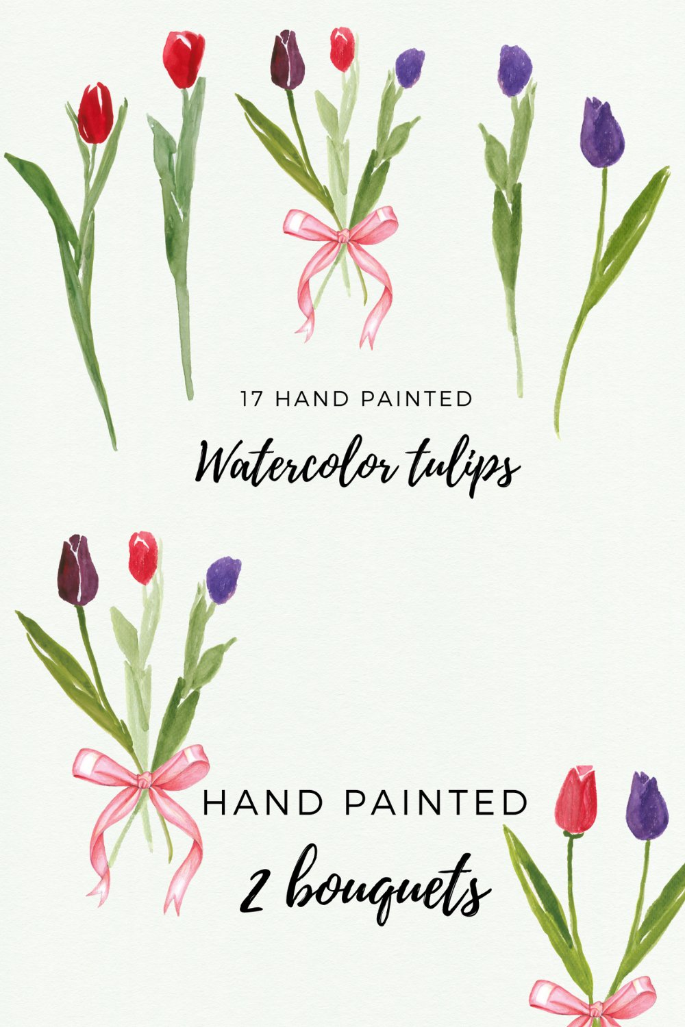 Watercolor tulips clip art, Spring flowers clip arts