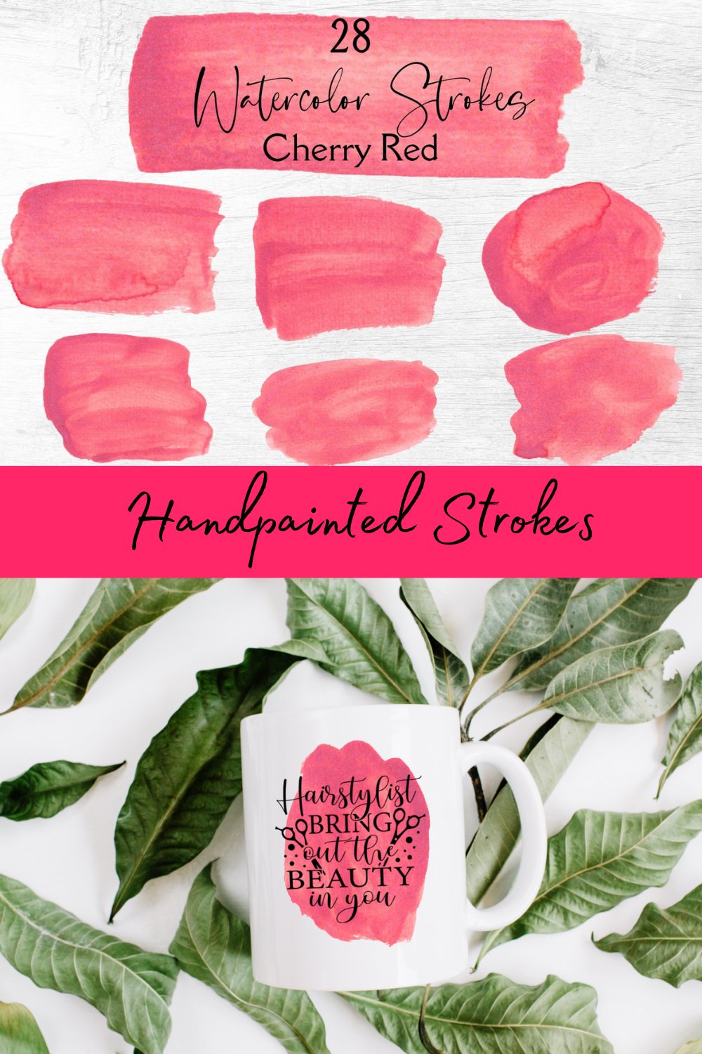 Cherry Red Watercolor Splotches