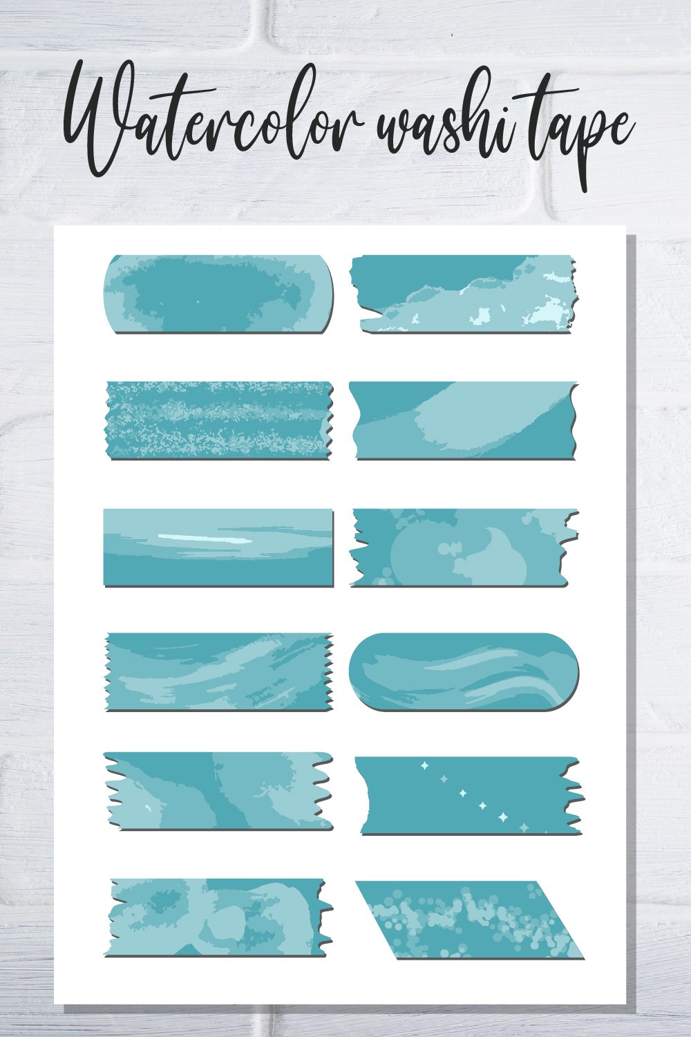 Watercolor masking washi tape clipart - vector