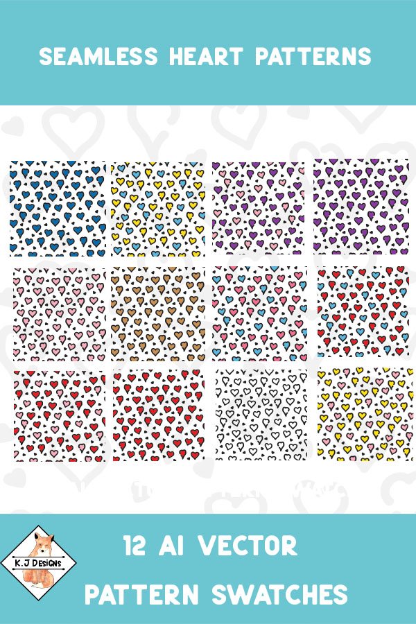 Heart Pattern ai Swatches | Vector Heart Patterns