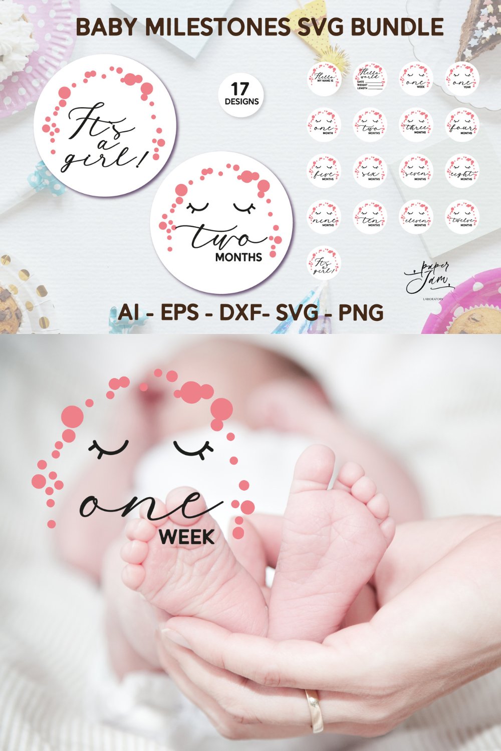 Baby milestones SVG bundle