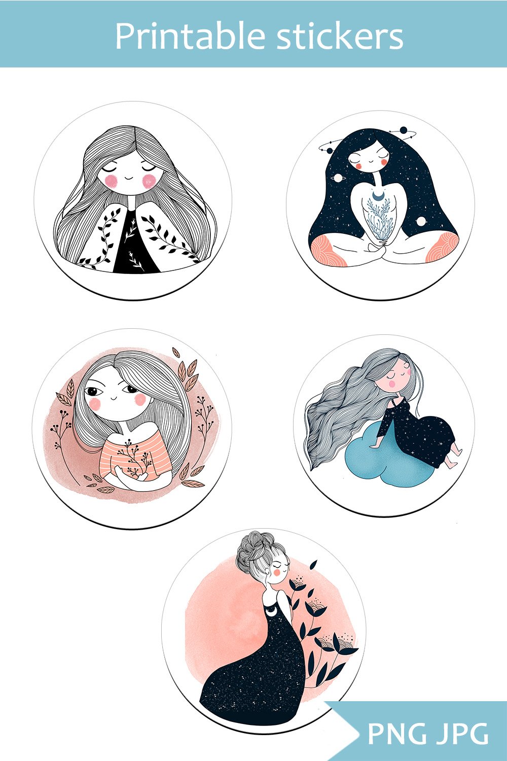 printable stickers, cute girl, little girl,