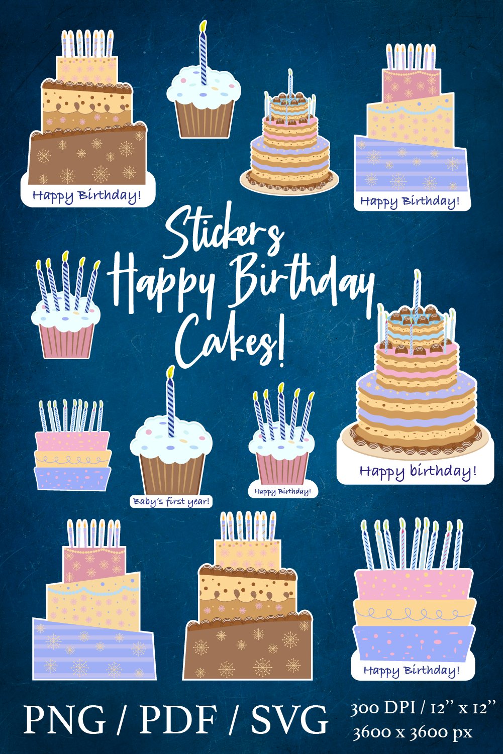 Happy Birthday Cake stickers.
