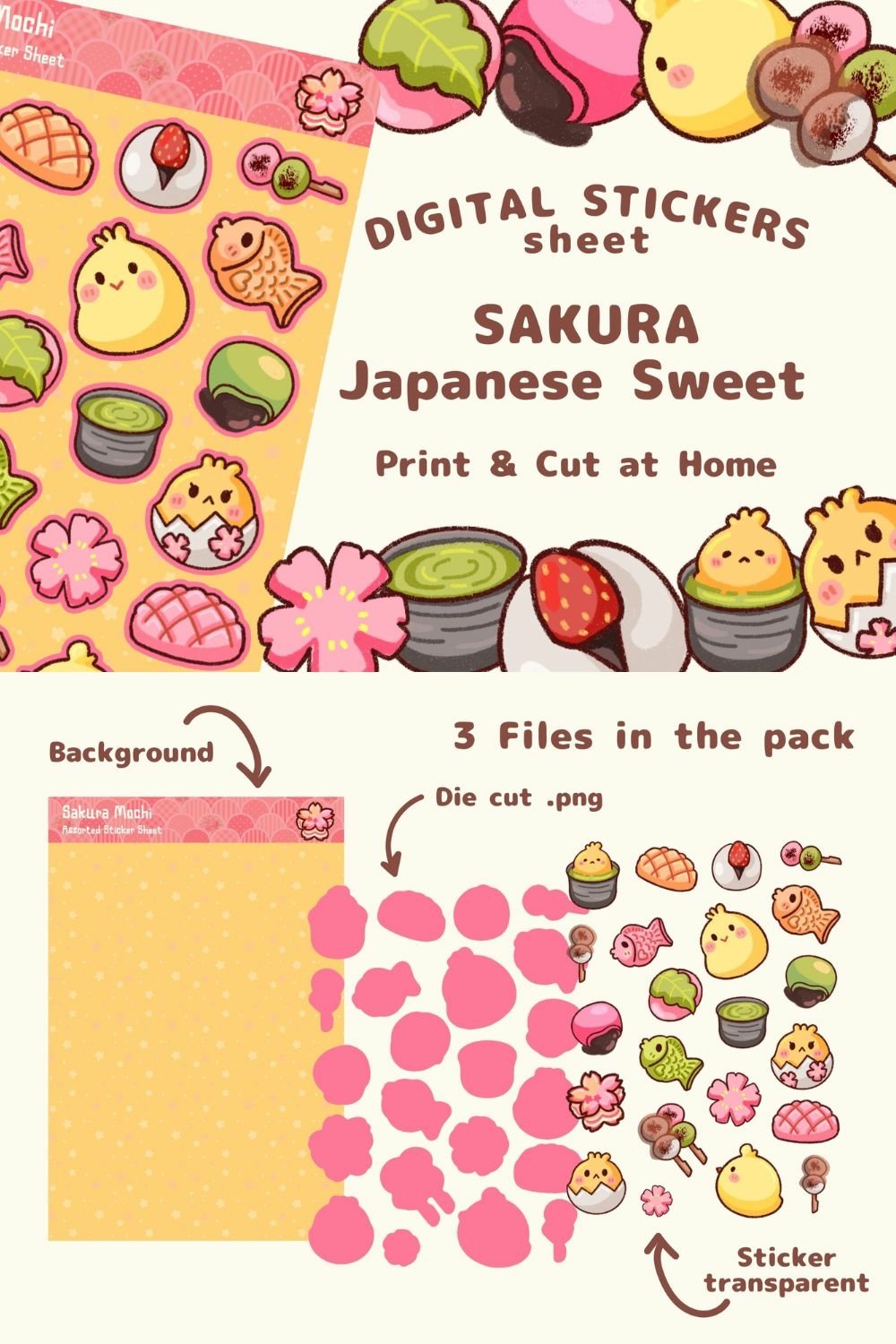 Japanese dessert Sticker Sheet | Printable Digital stickers