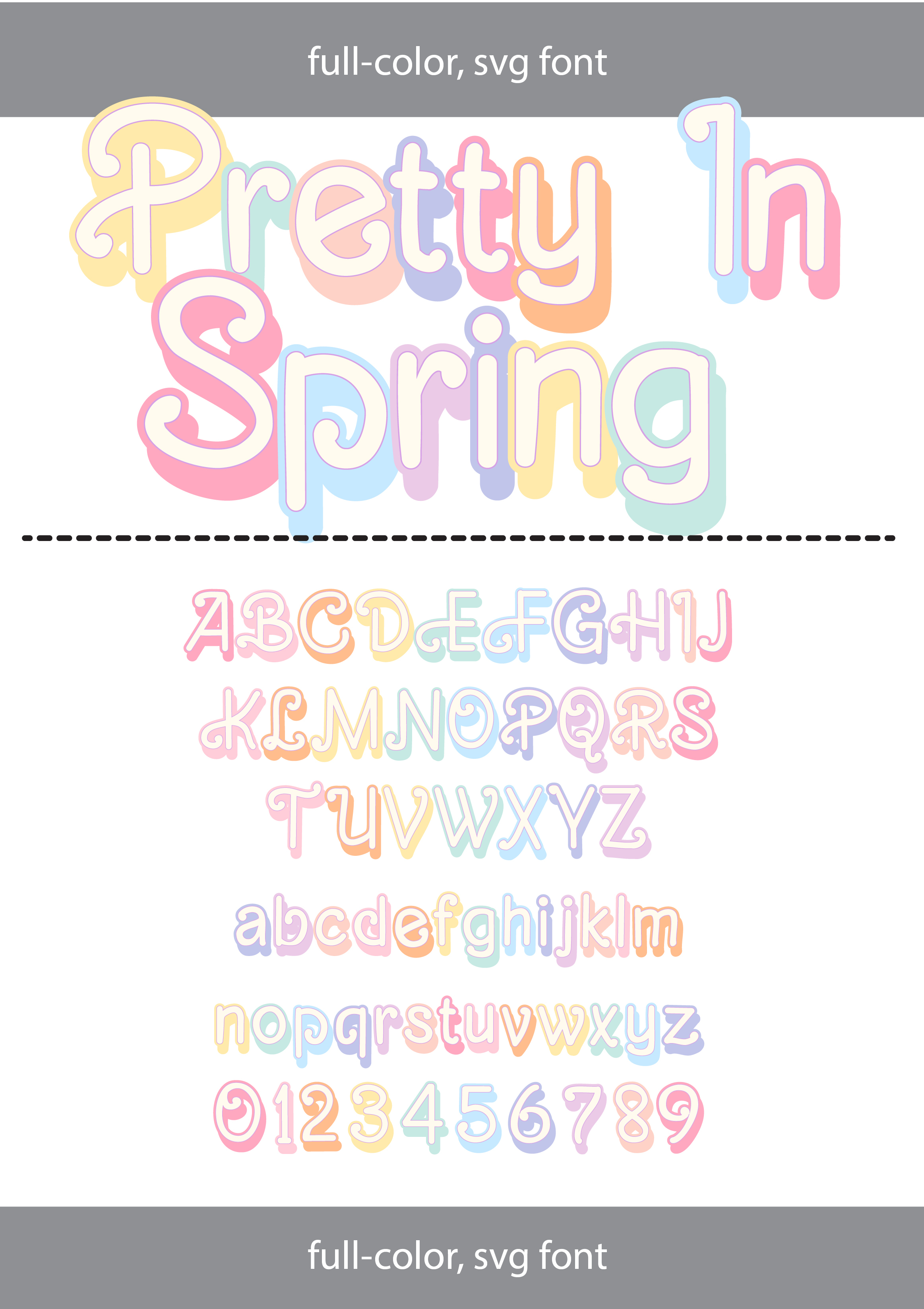 Full pastel-colored font for Canva and Cricut.