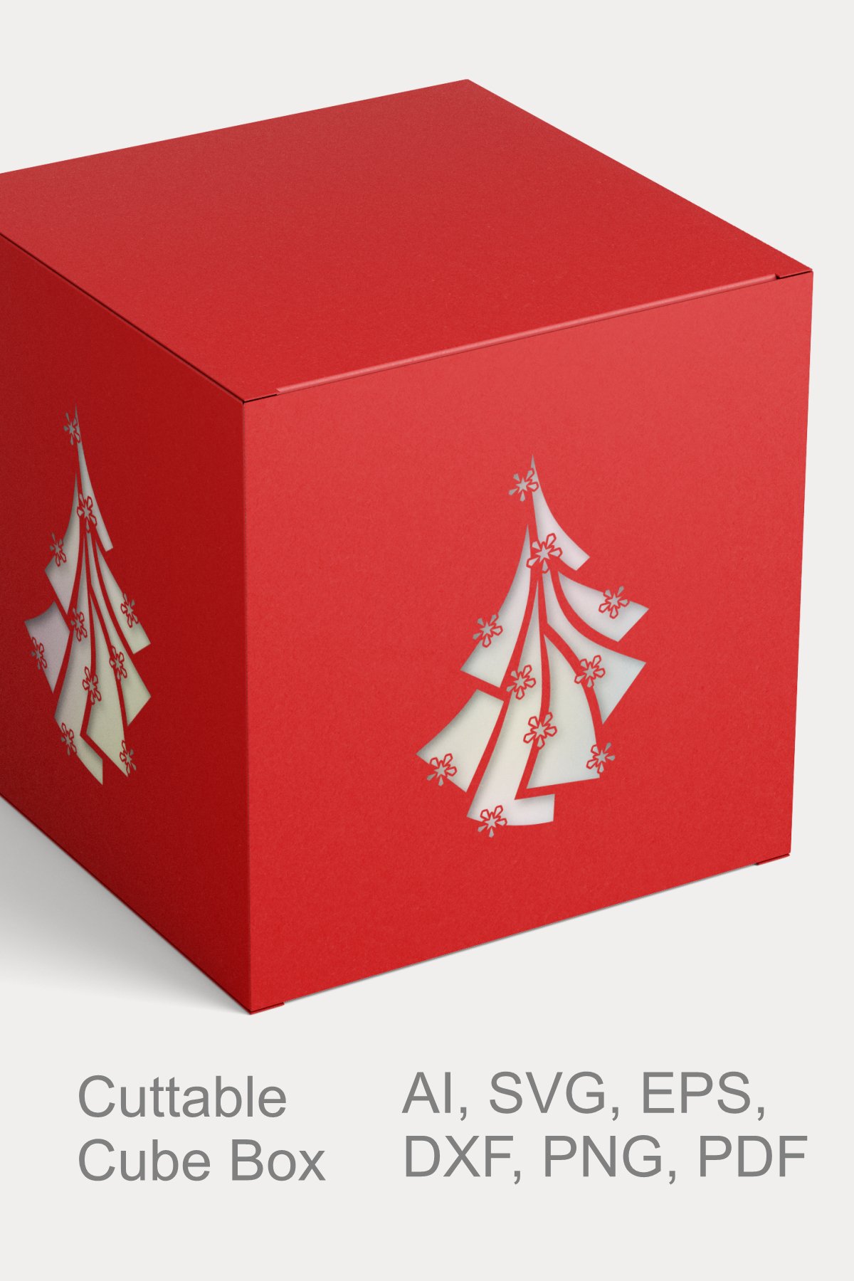 Christmas Trees Cube Gift Box Paper Cut Template SVG
